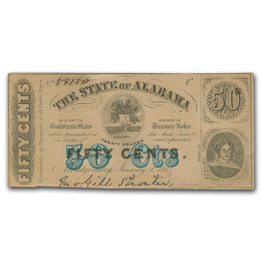 Buy 1863 State of Alabama 50 Cent Note (CR-4) AU | APMEX