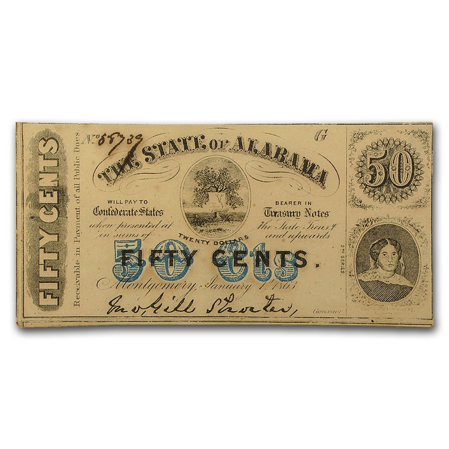 Buy 1863 State of Alabama 50 Cent Note (CR-4) XF | APMEX