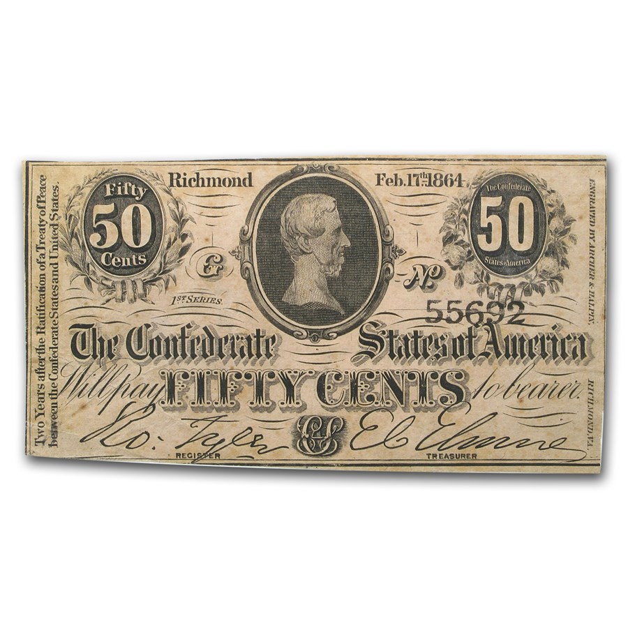 Buy 1864 $0.50 (T-72) Bust of Jefferson Davis Richmond, VA VF | APMEX