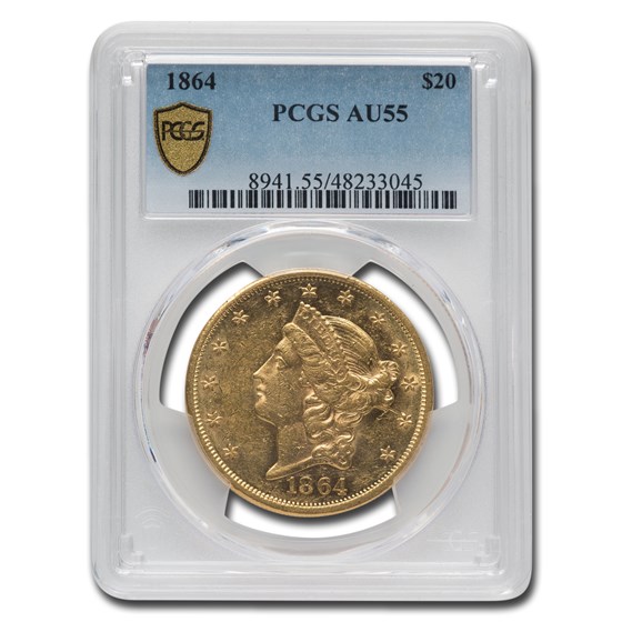 Buy 1864 $20 Liberty Gold Double Eagle AU-55 PCGS | APMEX