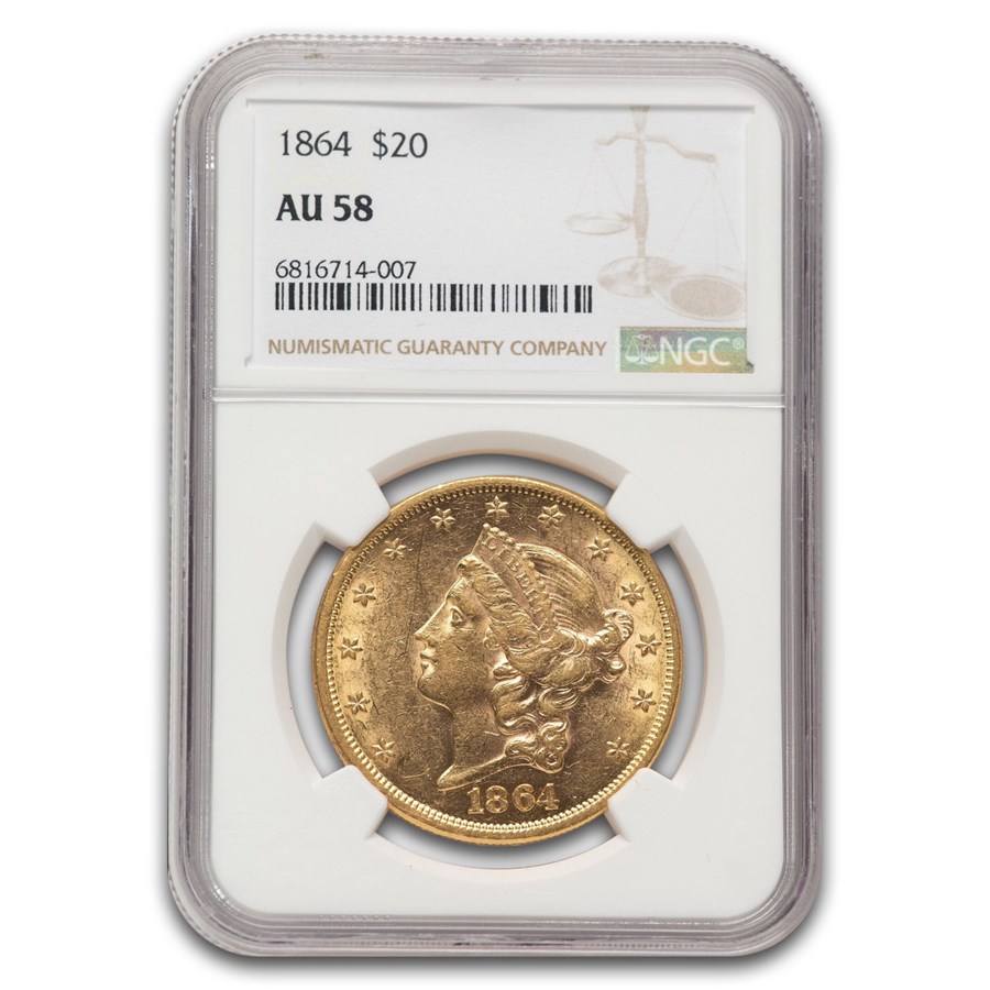 Buy 1864 $20 Liberty Gold Double Eagle AU-58 NGC | APMEX