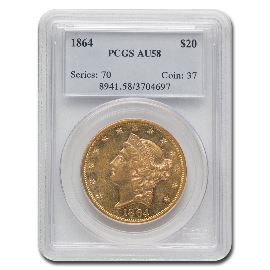 Buy 1864 $20 Liberty Gold Double Eagle AU-58 PCGS | APMEX