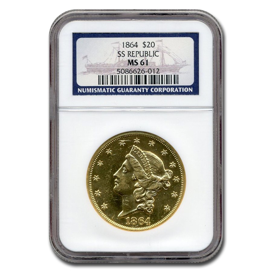 Buy 1864 $20 Liberty Gold Double Eagle MS-61 NGC (SS Republic) | APMEX