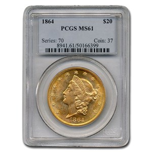 Buy 1864 $20 Liberty Gold Double Eagle MS-61 PCGS | APMEX