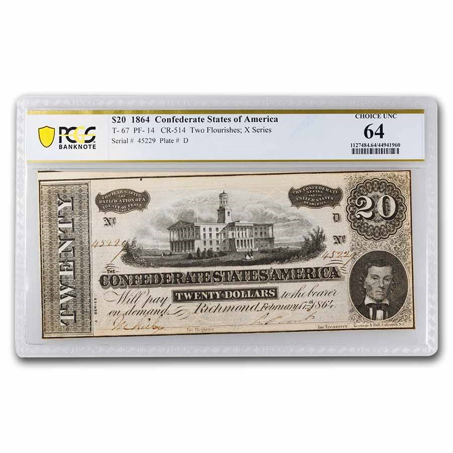 Buy 1864 $20 (T-67) Capitol @ Nashville, TN CU-64 PCGS | APMEX