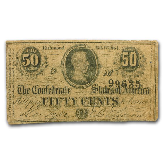 Buy 1864 $.50 (T-72) Bust of Jefferson Davis Richmond, VA VG | APMEX