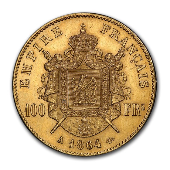 Buy 1864-A France Gold 100 Francs Napoleon III MS-64 PCGS | APMEX