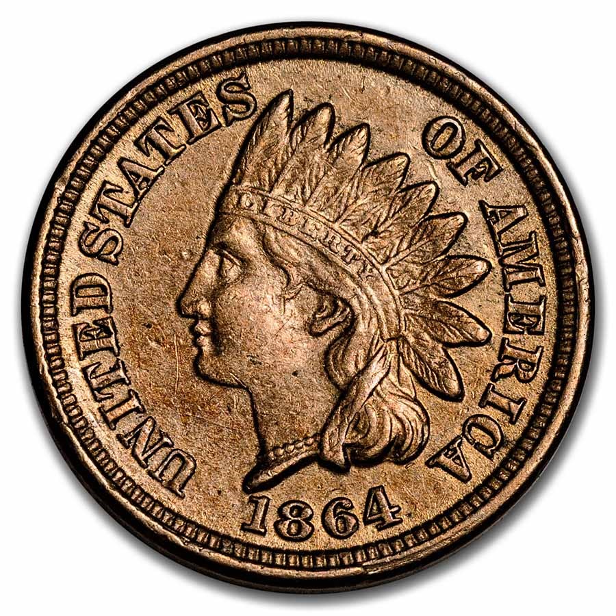 Buy 1864 Indian Head Cent Copper-Nickel AU Details (Cleaned) | APMEX