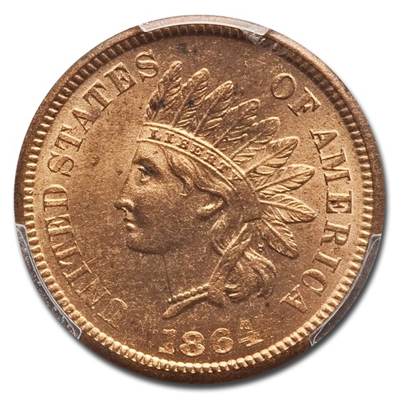 Buy 1864 Indian Head Cent MS-64 PCGS (Red, L on Ribbon) | APMEX