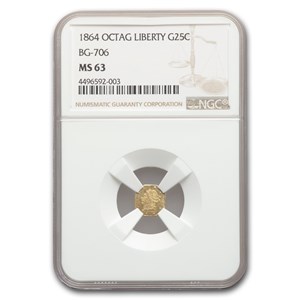 Buy 1864 Liberty Octagonal 25 Cent Gold MS-63 NGC (BG-706) | APMEX