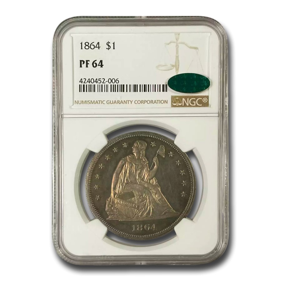 Buy 1864 Liberty Seated Dollar PF-64 NGC CAC | APMEX