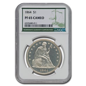 Buy 1864 Liberty Seated Dollar PF-65 Cameo NGC (Green Label) | APMEX