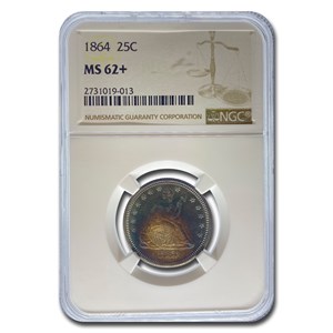 Buy 1864 Liberty Seated Quarter MS-62+ NGC | APMEX