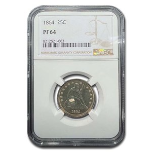 1864 Liberty Seated Quarter PF-64 NGC