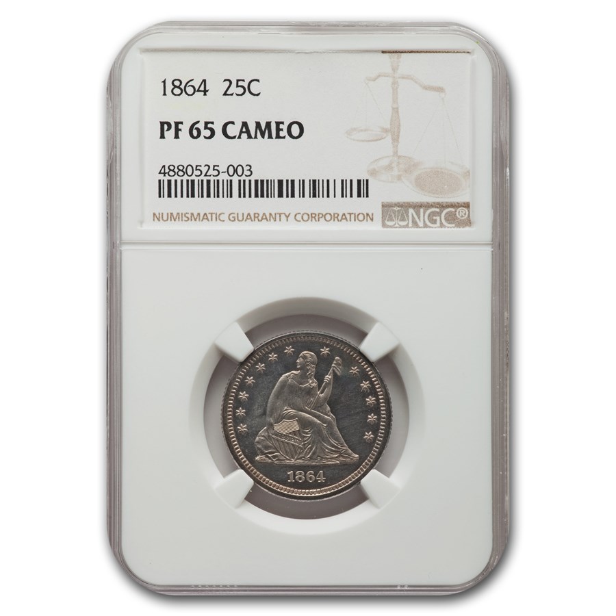 Buy 1864 Liberty Seated Quarter PF-65 Cameo NGC | APMEX