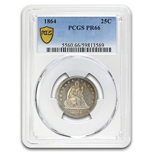 1864 Liberty Seated Quarter PR-66 PCGS