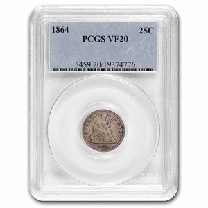 Buy 1864 Liberty Seated Quarter VF-20 PCGS | APMEX
