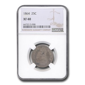 Buy 1864 Liberty Seated Quarter XF-40 NGC | APMEX