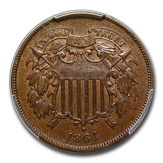 Buy 1864 Two Cent Piece Large Motto MS-63 PCGS (Brown) | APMEX
