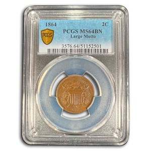 Buy 1864 Two Cent Piece Large Motto MS-64 PCGS (Brown) | APMEX