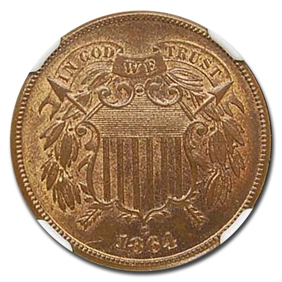 Buy 1864 Two Cent Piece Large Motto MS-65 NGC (Red/Brown) | APMEX