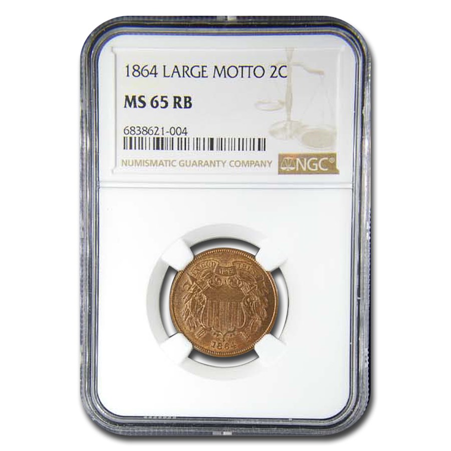 Buy 1864 Two Cent Piece Large Motto MS-65 NGC (Red/Brown) | APMEX