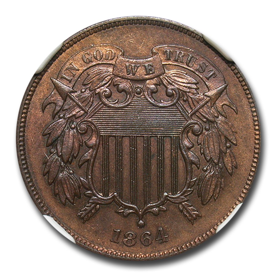 Buy 1864 Two Cent Piece MS-63 NGC (Red/Brown, Large Motto) | APMEX