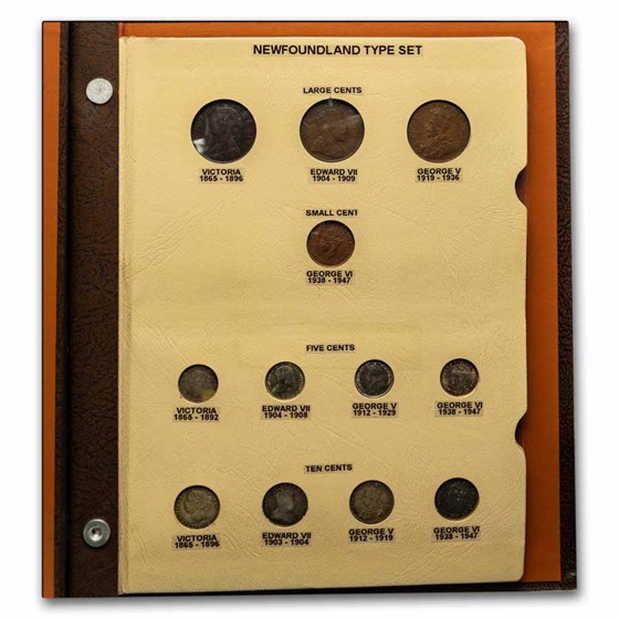 (1865-1947) 19-Coin Newfoundland Type Set (Dansco Album)