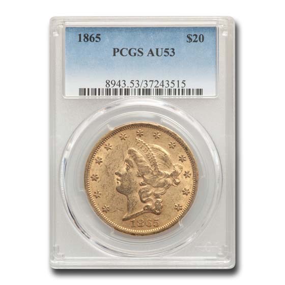 Buy 1865 $20 Liberty Gold Double Eagle AU-53 PCGS | APMEX