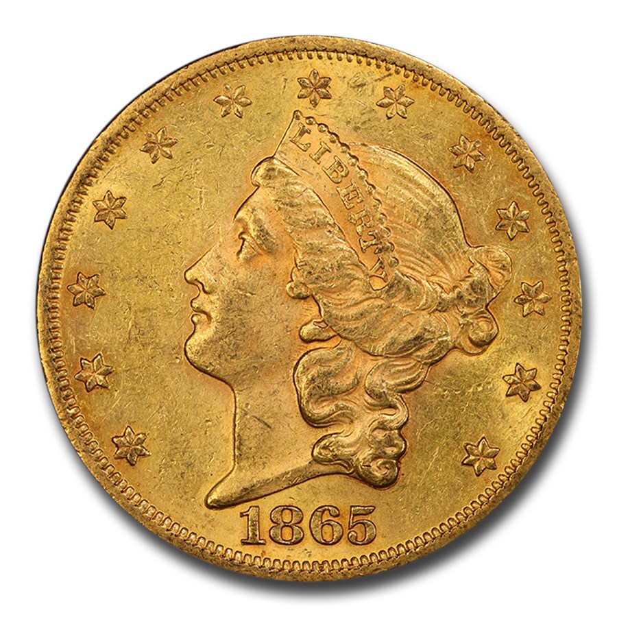 Buy 1865 $20 Liberty Gold Double Eagle AU-58 CAC | APMEX