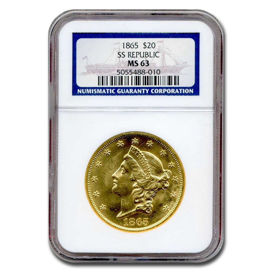 Buy 1865 $20 Liberty Gold Double Eagle MS-63 NGC (SS Republic) | APMEX