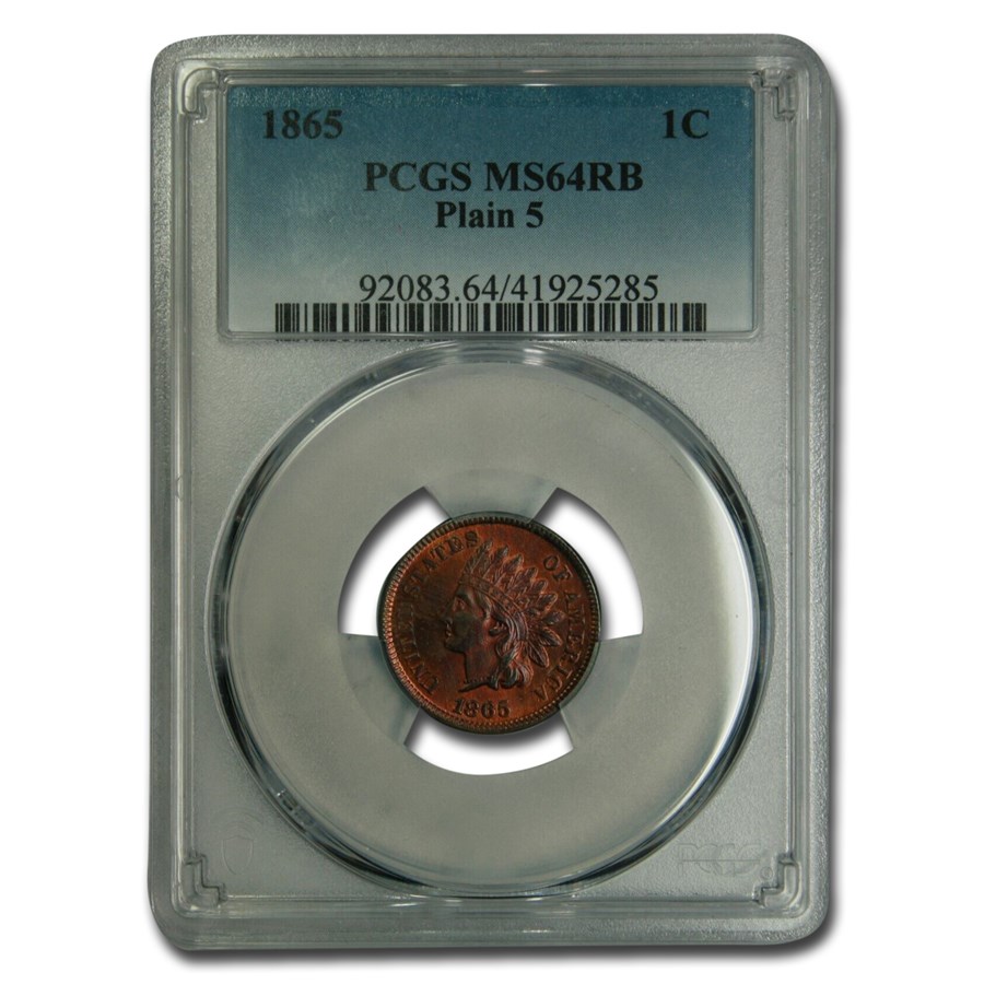 Buy 1865 Indian Head Cent MS-64 PCGS (Red/Brown, Plain 5) | APMEX