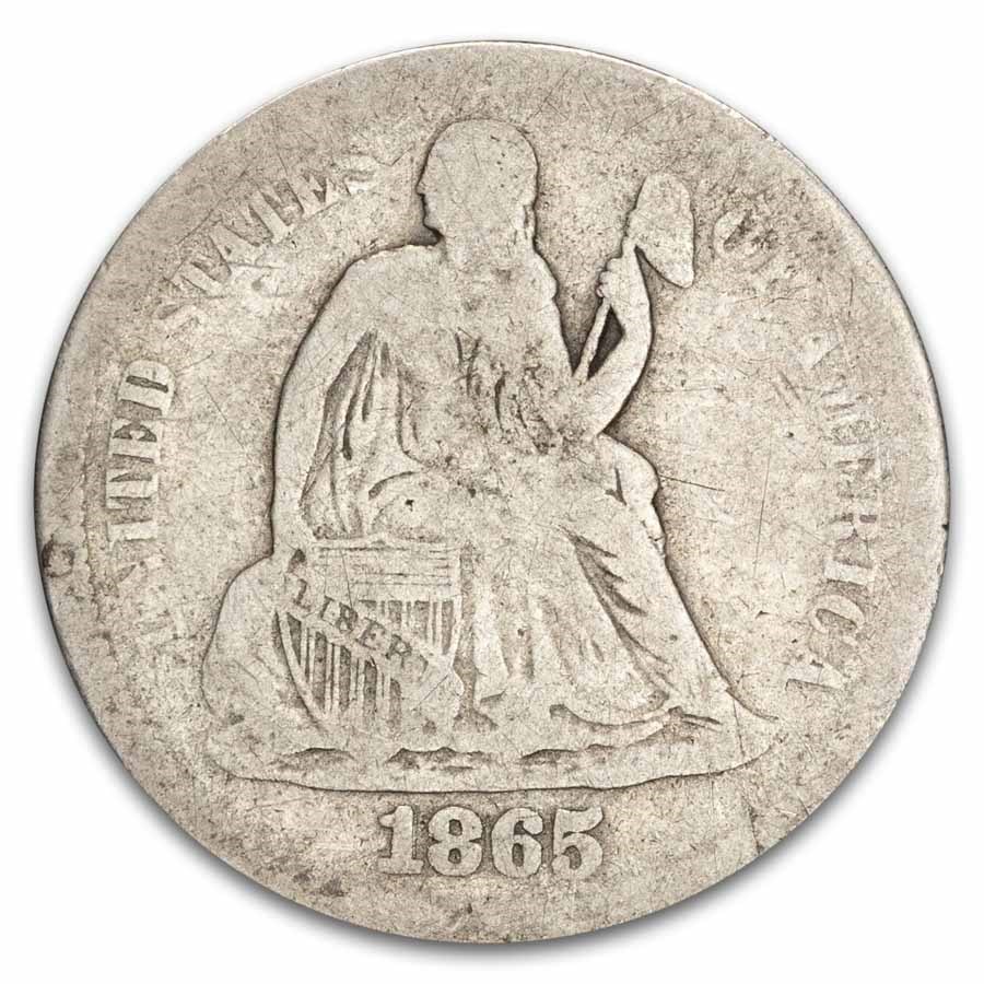 1865 Liberty Seated Dime AG