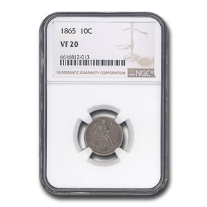 Buy 1865 Liberty Seated Dime VF-20 NGC | APMEX