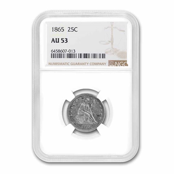 Buy 1865 Liberty Seated Quarter AU-53 NGC | APMEX