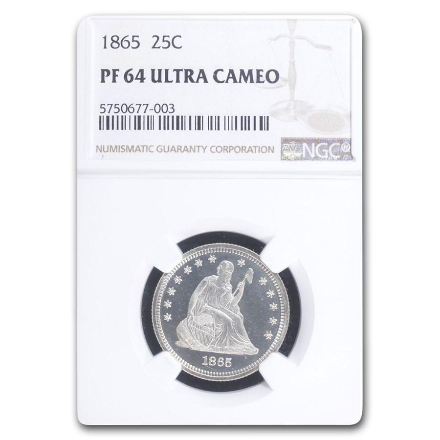 Buy 1865 Liberty Seated Quarter PF-64 UCAM NGC | APMEX