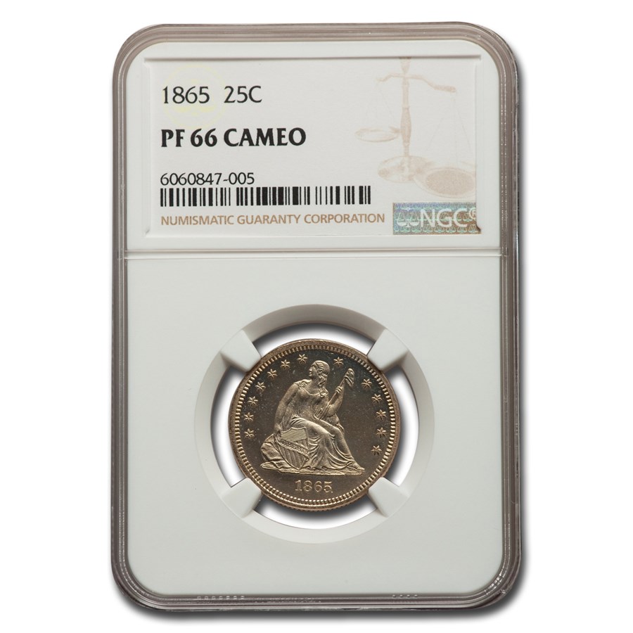 Buy 1865 Liberty Seated Quarter PF-66 Cameo NGC | APMEX