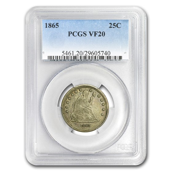 Buy 1865 Liberty Seated Quarter VF-20 PCGS | APMEX