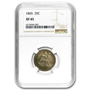 Buy 1865 Liberty Seated Quarter XF-45 NGC | APMEX