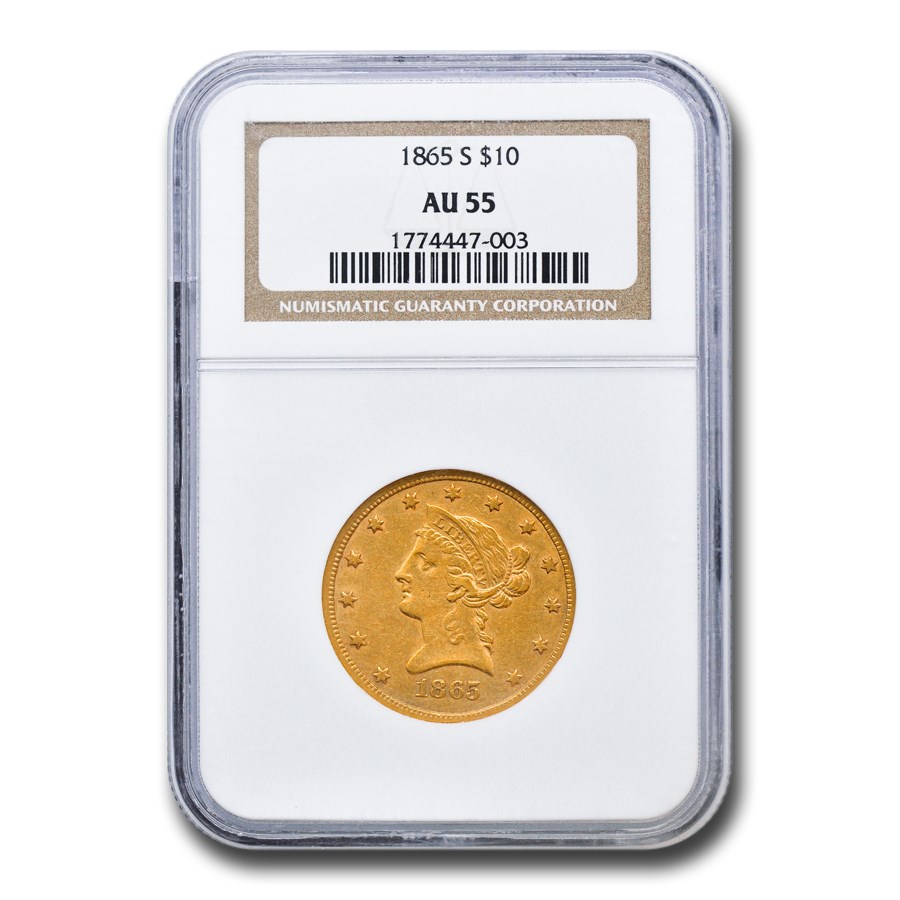Buy 1865-S $10 Liberty Gold Eagle AU-55 NGC | APMEX