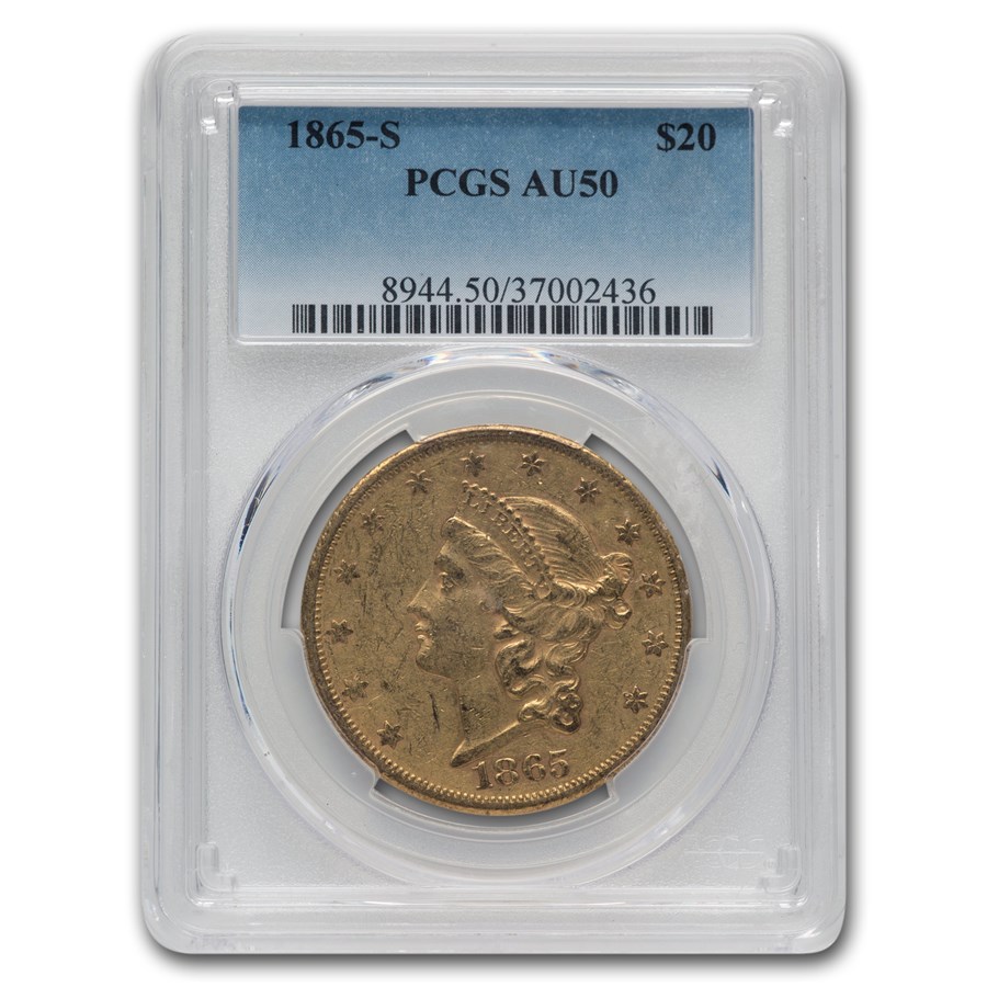 Buy 1865-S $20 Liberty Gold Double Eagle AU-50 PCGS | APMEX
