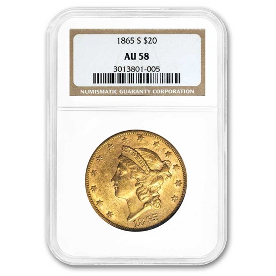 Buy 1865-S $20 Liberty Gold Double Eagle AU-58 NGC | APMEX