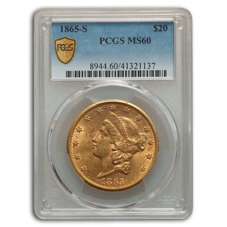 Buy 1865-S $20 Liberty Gold Double Eagle MS-60 PCGS | APMEX