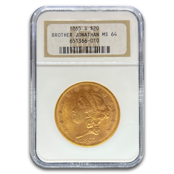 Buy 1865-S $20 Liberty Gold Double Eagle MS-64 NGC (Brother Jonathan) | APMEX