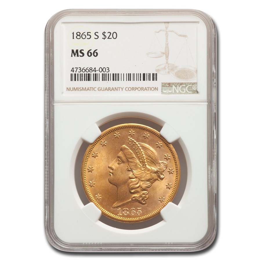 Buy 1865-S $20 Liberty Gold Double Eagle MS-66 NGC | APMEX