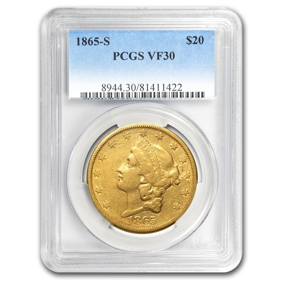 Buy 1865-S $20 Liberty Gold Double Eagle VF-30 PCGS | APMEX