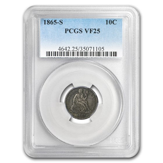 Buy 1865-S Liberty Seated Dime VF-25 PCGS | APMEX