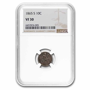 Buy 1865-S Liberty Seated Dime VF-30 NGC | APMEX