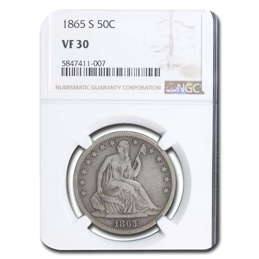 Buy 1865-S Liberty Seated Half Dollar VF-30 NGC | APMEX