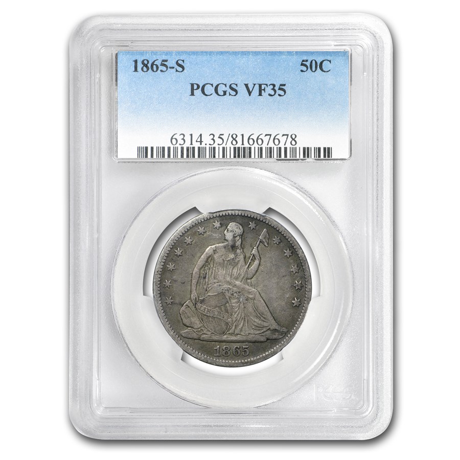 Buy 1865-S Liberty Seated Half Dollar VF-35 PCGS | APMEX